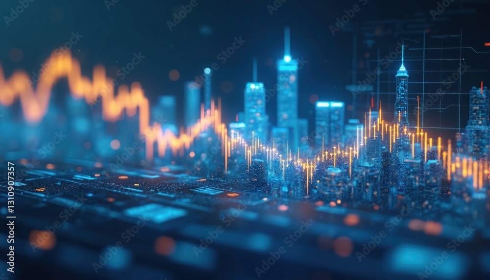 AI generated financial background of stock, derivatives market. Blue ...