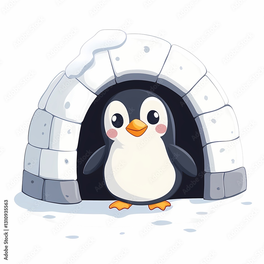 penguin inside igloo celebrating winter with snowy background. cute ...
