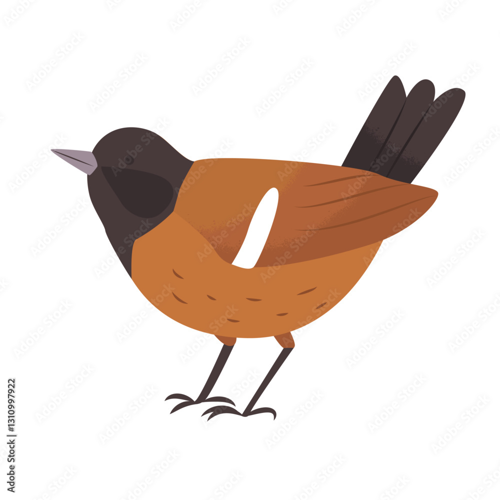 Fictional red bird. Side view. Wildlife. Cute songbird. Endangered ...