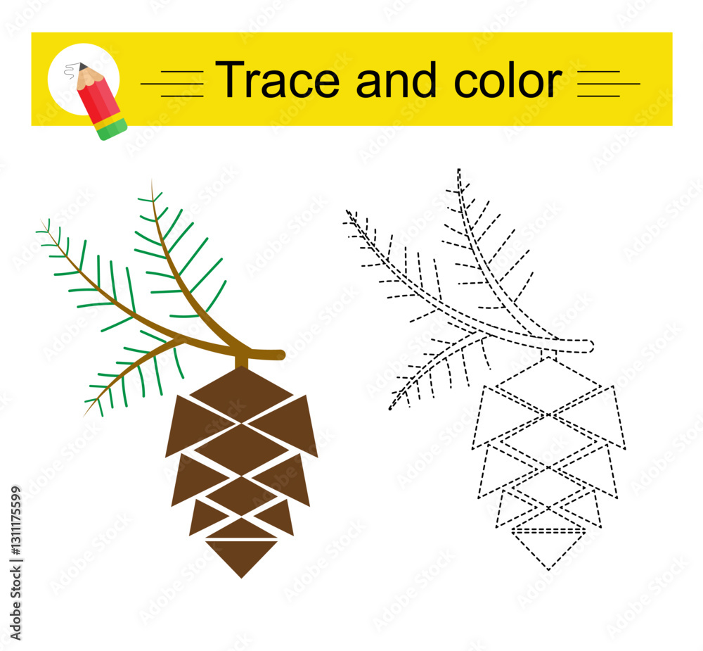 Trace and color for children. Preschool worksheet for practicing fine ...