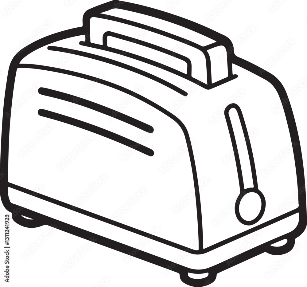 electric toaster oven line art, black outline, vector and illustration ...