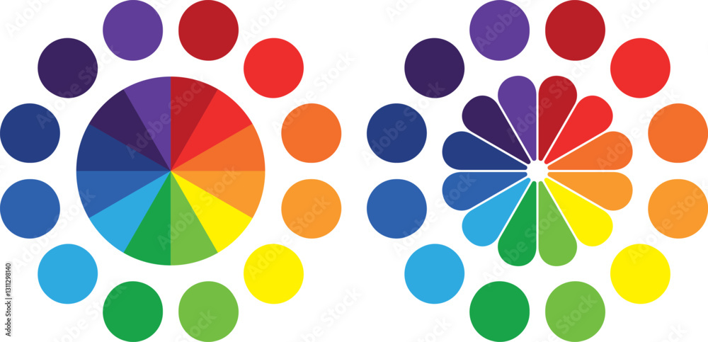 Color palette set, colors gradation chart diagrams set, rainbow ...
