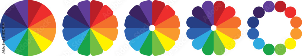 Color palette set, colors gradation chart diagrams set, rainbow ...