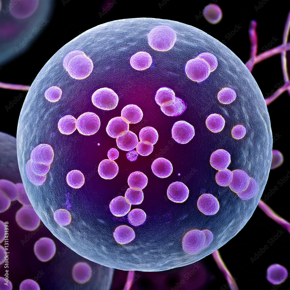 GeneraStaphylococcus Bacteria Under Microscope – 3D Render of ...