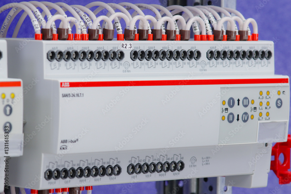 ABB KNX data bus load management relay module. Stock Photo | Adobe Stock