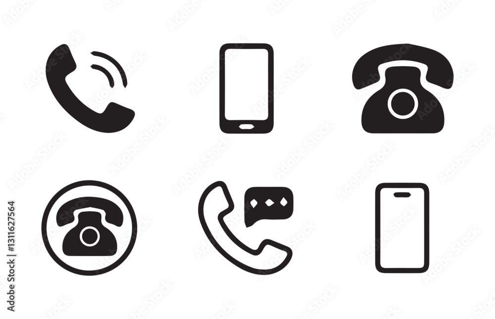 Phone icons collection. Telephone icon, vector set. Contact us symbol ...