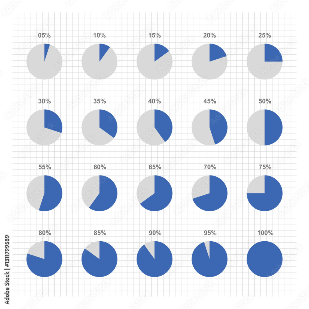 Set of blue circle download process. loading sign. number infographic ...