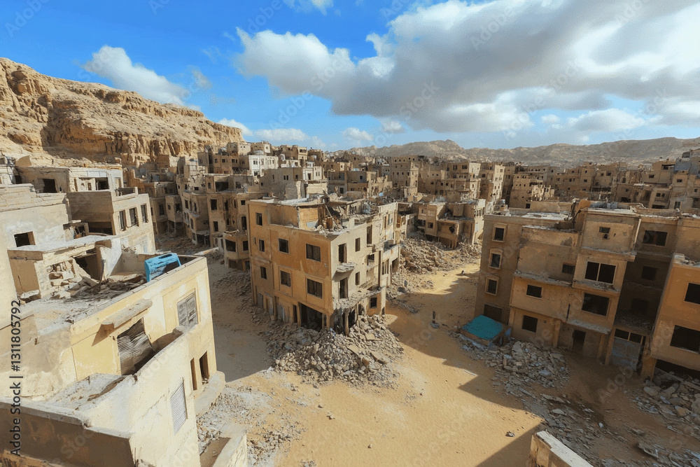 Ghost town reveals remnants of collapsed buildings and eroded ...