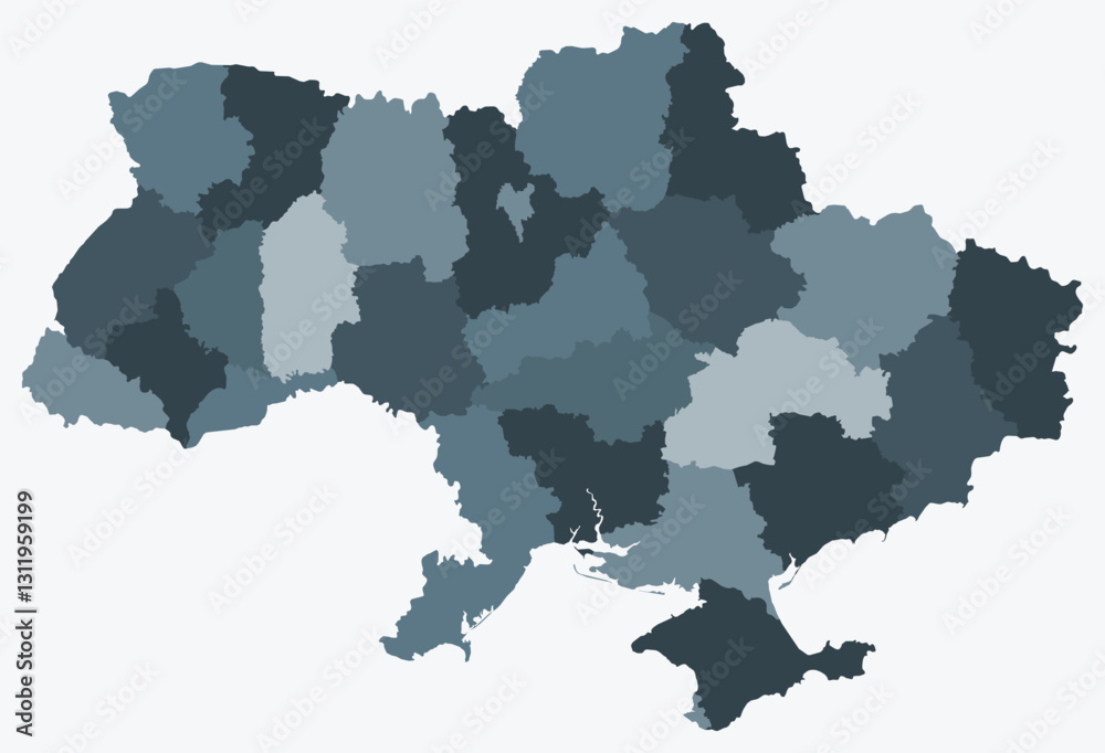 Map of Ukraine with regions. Just a simple country border map with ...