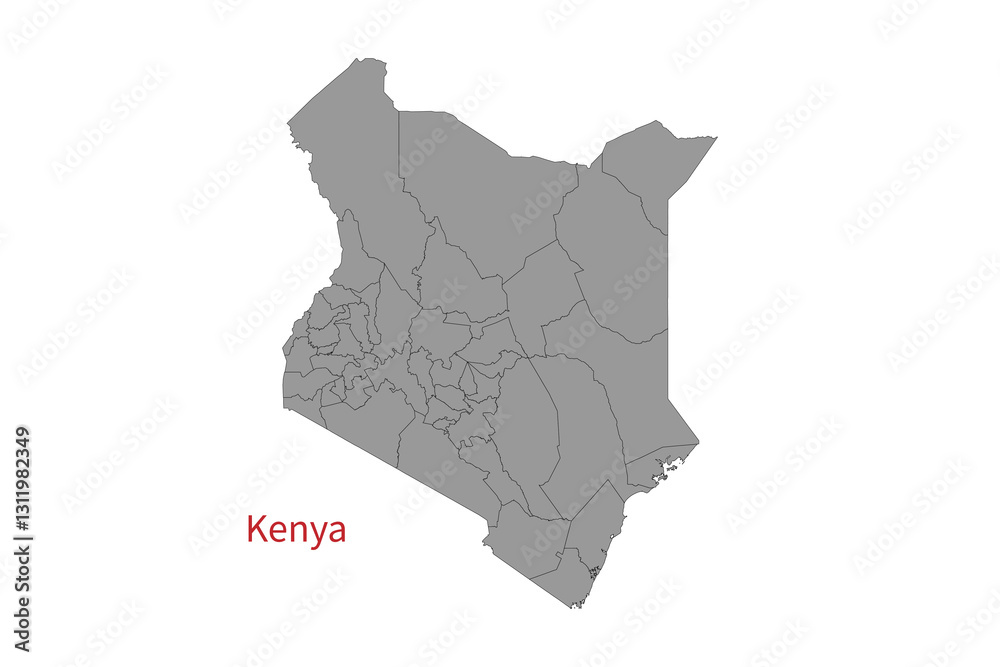 Kenya map isolated on white background. Map silhouette of Kenya. For ...