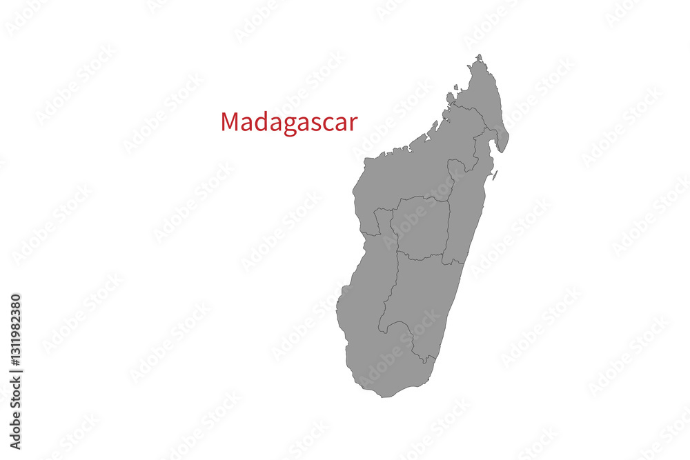 Madagascar map isolated on white background. Map silhouette of ...