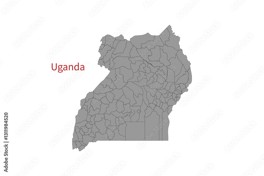 Uganda map isolated on white background. Map silhouette of Uganda. For website layouts ...
