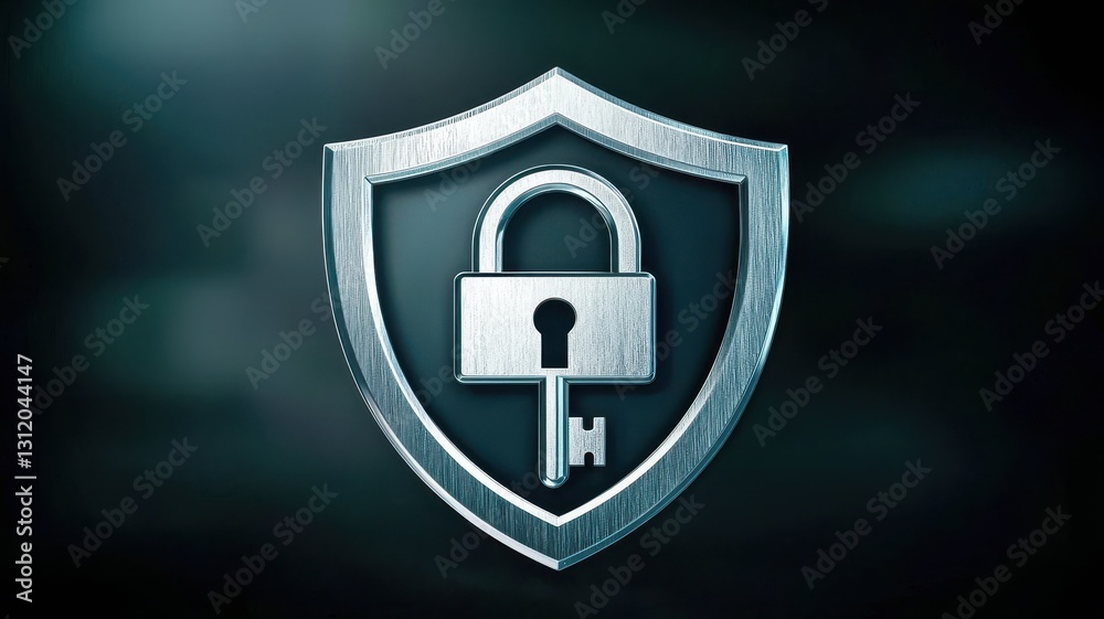 Endpoint cyber security defense. Shield logo with a padlock symbol ...