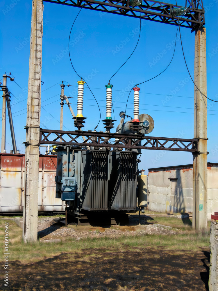 Busbar, power transformer 35/10 kV - old electrical equipment of ...