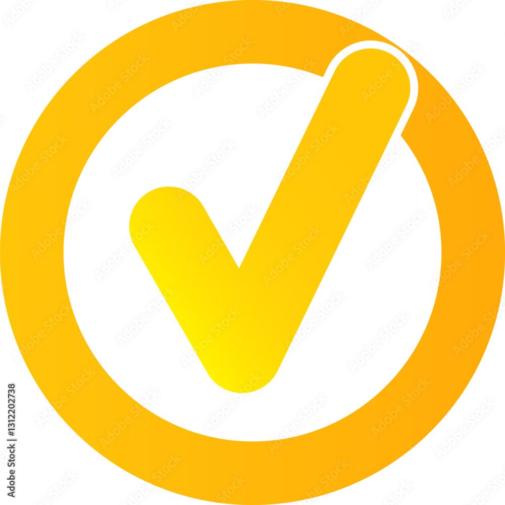 vector modern yellow and golden checkmark icon isolated on transparent ...
