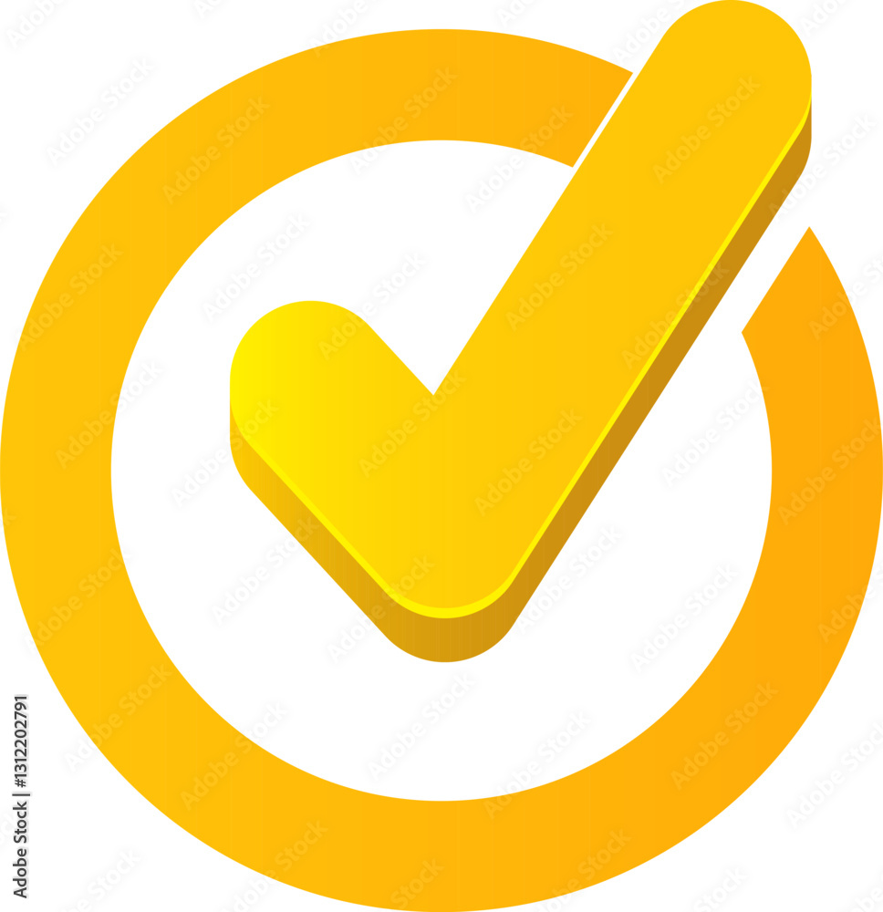 vector modern yellow and golden checkmark icon isolated on transparent ...