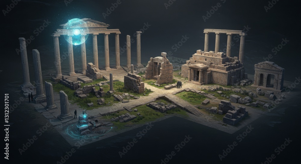 Generative AI Ancient Ruins with Futuristic Energy ruins ancient Roman ...