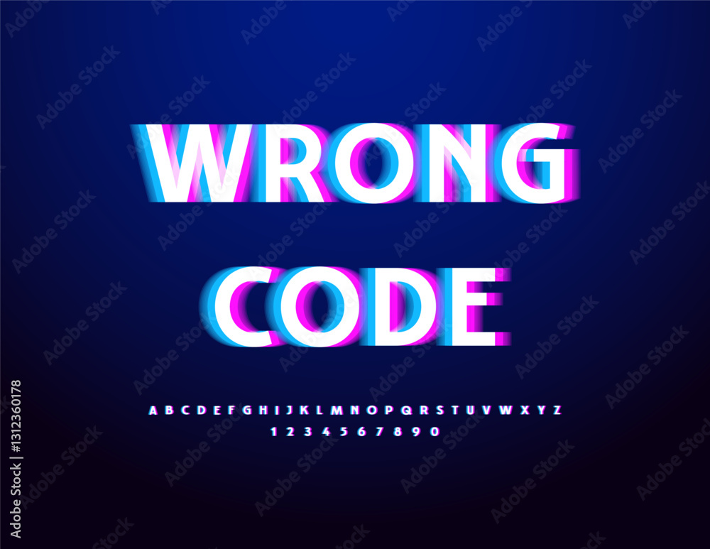 Vector techno template Wrong Code. Defective Digital Font. Broken ...