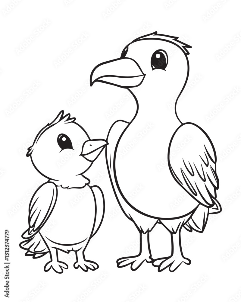 Cute secretary bird family stands together, showcasing strong family ...