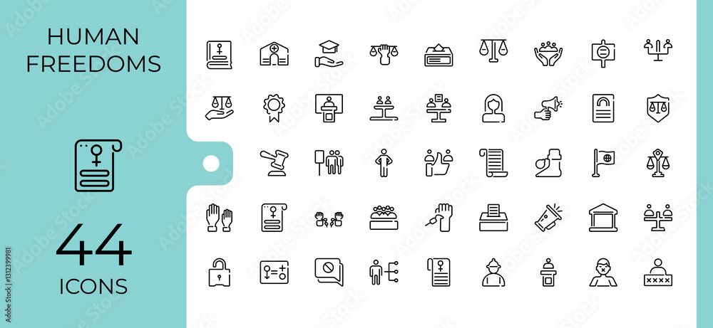 Human Rights icon set. Contains linear outline icons like ...