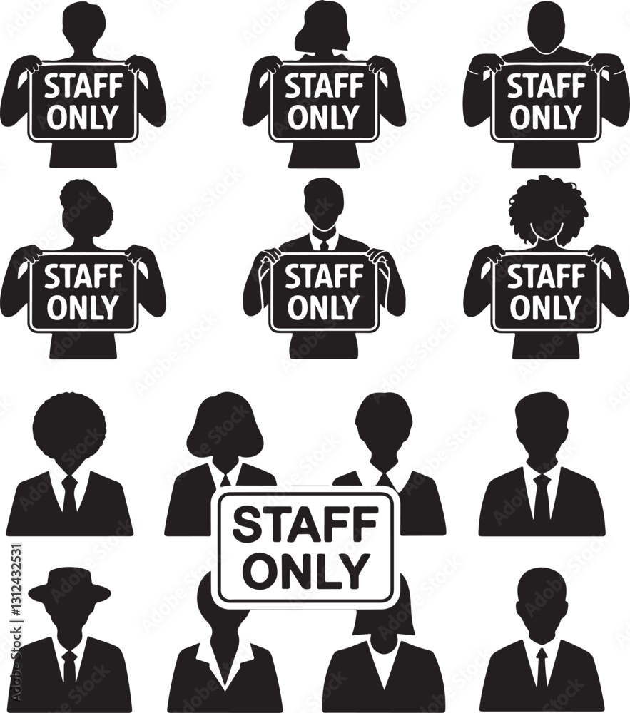 Vector de Stock Staff Only sign vector icons in black and white ...