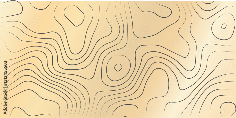 Abstract Topographic Pattern Banner Background, geographic line map ...