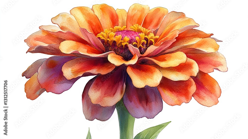 zinnia clipart digital watercolor clipart detailed illustration Stock ...