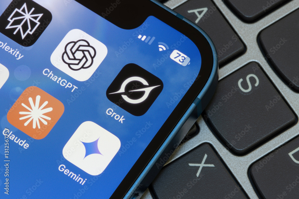 Portland, OR, USA - Mar 6, 2025: Grok app icon is seen among other AI ...