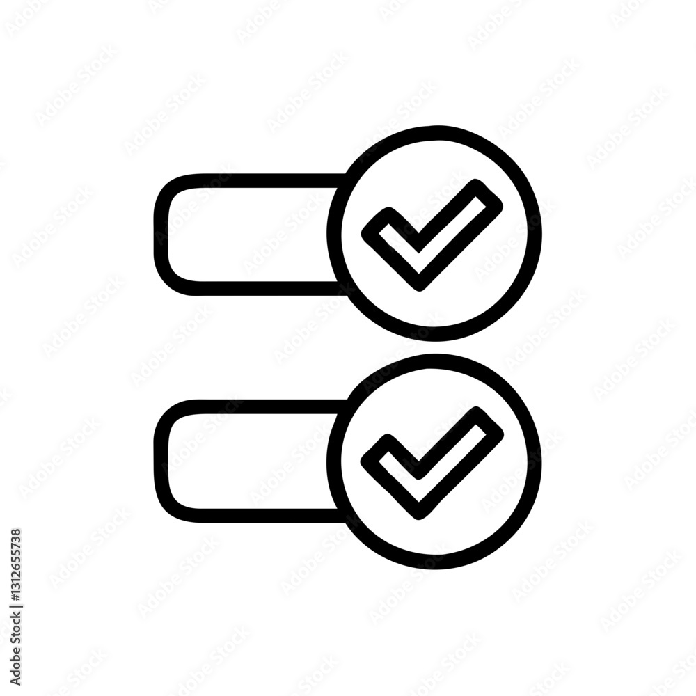 Check-mark icon representing completion, digital approval concept Stock ...