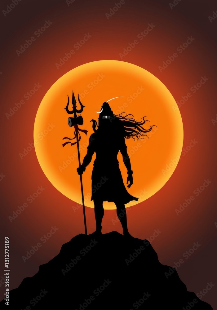 Stock-Foto „God Shiva beautiful poster of mahadev Shiva, Lord Shiva standing on top of a rock ...