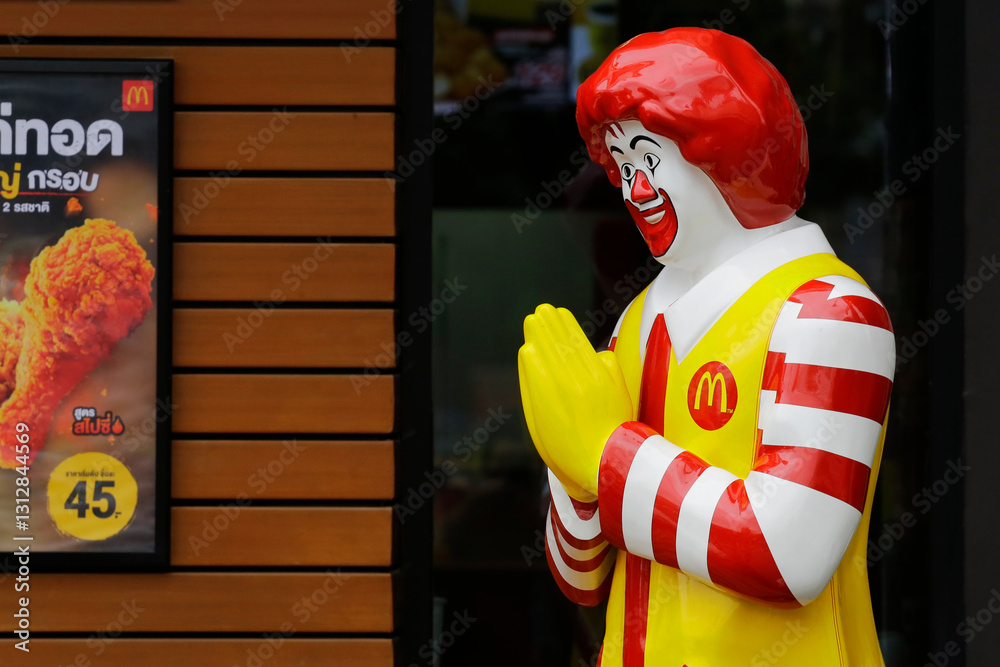 Pattaya, Thailand - May 1, 2022: Ronald McDonald mannequin gesturing a ...