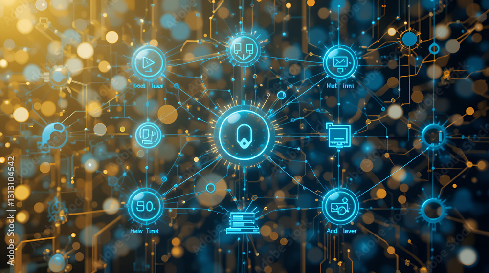 Hybrid topology network vector illustration, in computer network ...