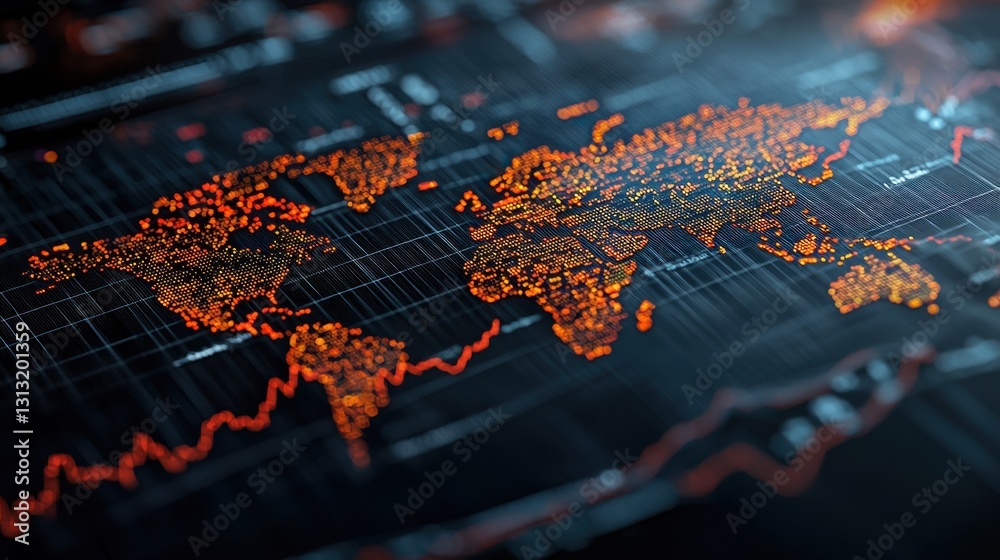 ภาพประกอบ Stock Global trading system displayed on a realistic world ...