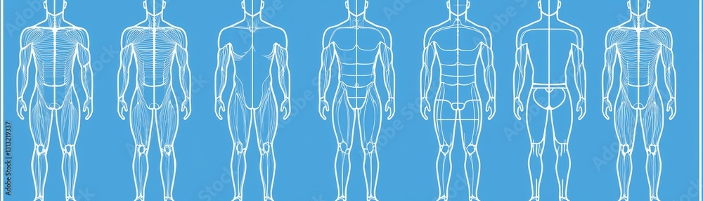 Human body types showing anatomy on a blue background for health ...