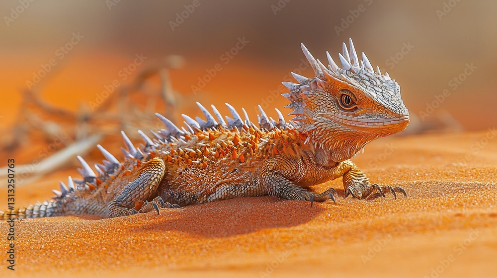 Rare Thorny Dragon blending into the red sands of the Australian ...