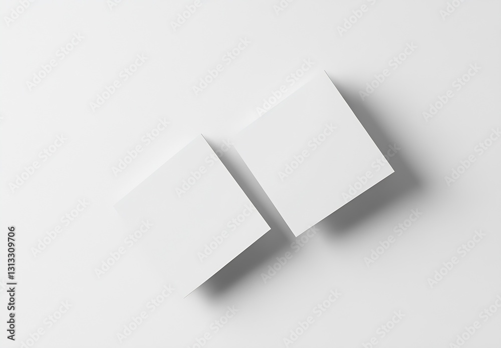 Minimalistic layout featuring two blank white squares on a clean white ...