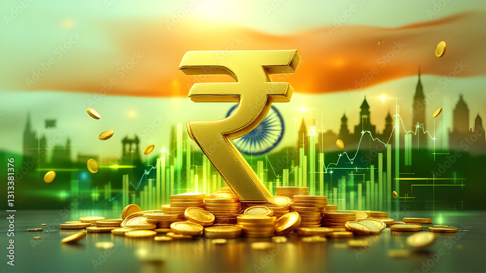 Indian Economy Growth, Indian Rupee Growth. Represented by Arrows going ...