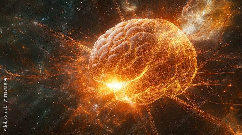 Ai Neural Network Visualization Futuristic Brain With Radiant Lines And Deep Learning Pathways