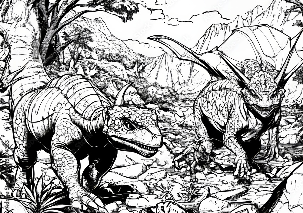 dinosaur coloring page. you can print it on standard a4 paper Stock ...