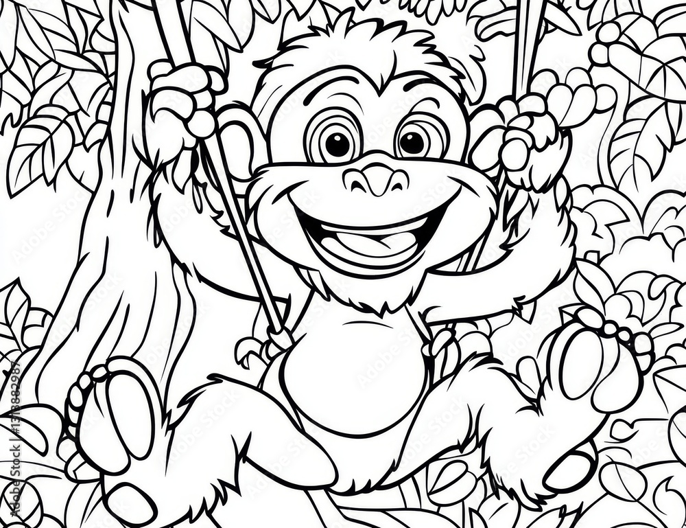 Feel free to print the cute animal monkey coloring page on a standard 8 ...