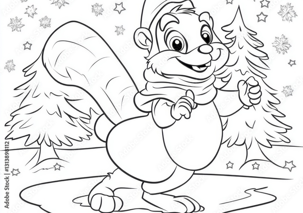 This squirrel winter coloring page is designed for printing on standard ...