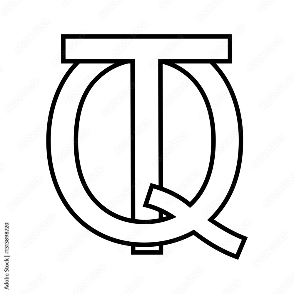Logo sign tq qt icon double letters logotype t q Stock Vector | Adobe Stock