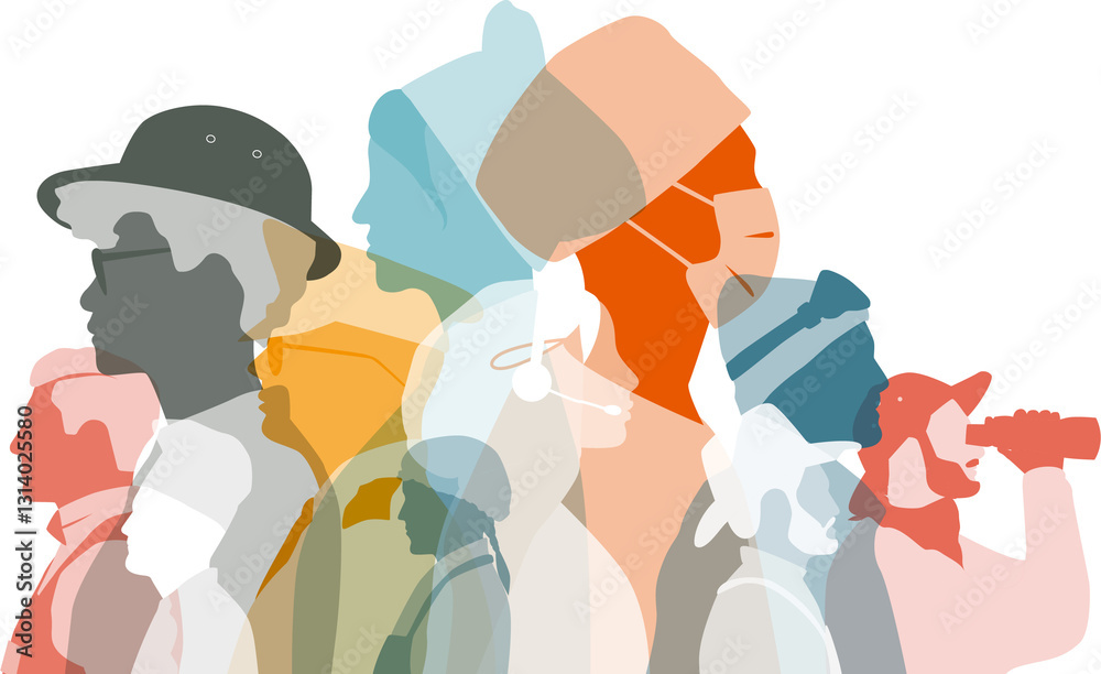 People of different professions together. Transparent background. Stock ...