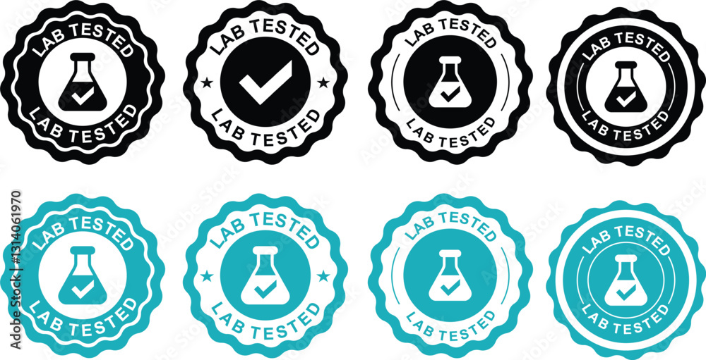 Lab tested round icons, lab tested labels set Stock Vector | Adobe Stock