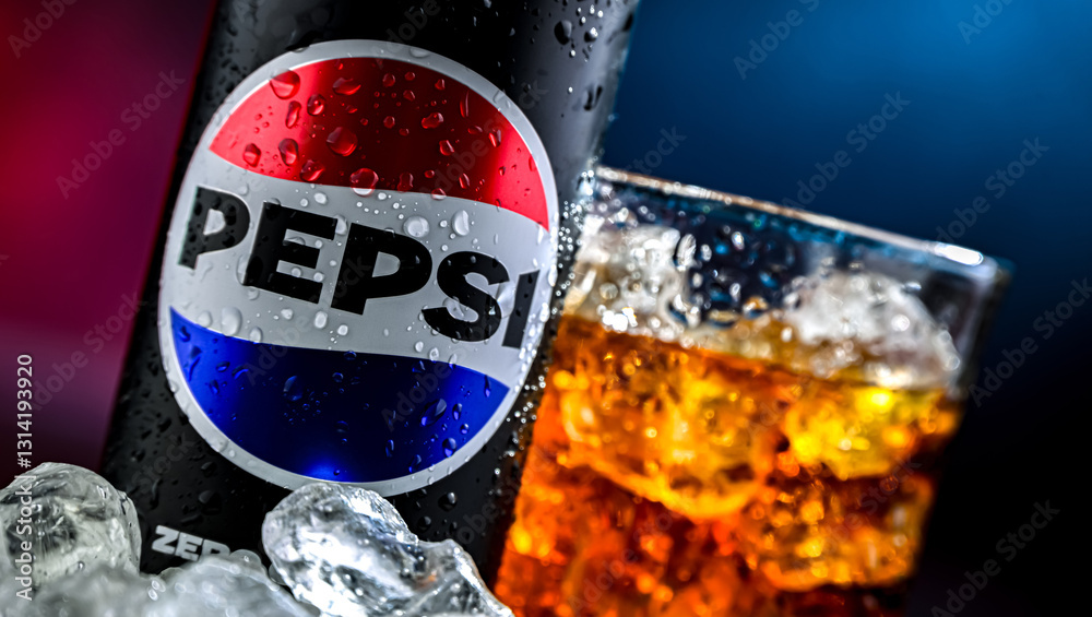 Can of Pepsi, soft drink produced and manufactured by PepsiCo Stock ...