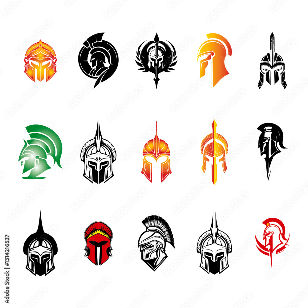 Collection of Spartan, Gladiator, and Roman Warrior Helmet Logos ...