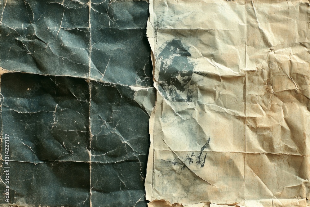 Stock-Foto „Crumpled paper overlay texture. Wrinkled weathered grunge ...