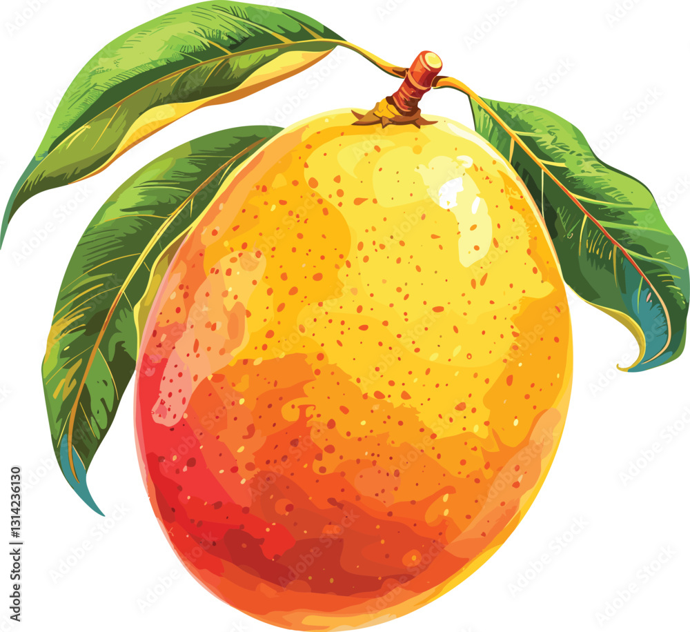 Vector mango isolated on transparent background, old botanical ...