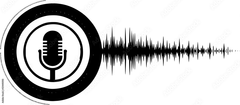 Microphone icon with sound waves, recording voice message sign Stock ...