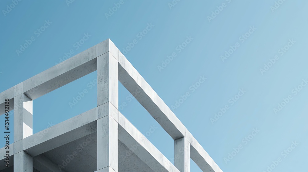 Cutaway view of a reinforced concrete beam system inside a high-rise ...